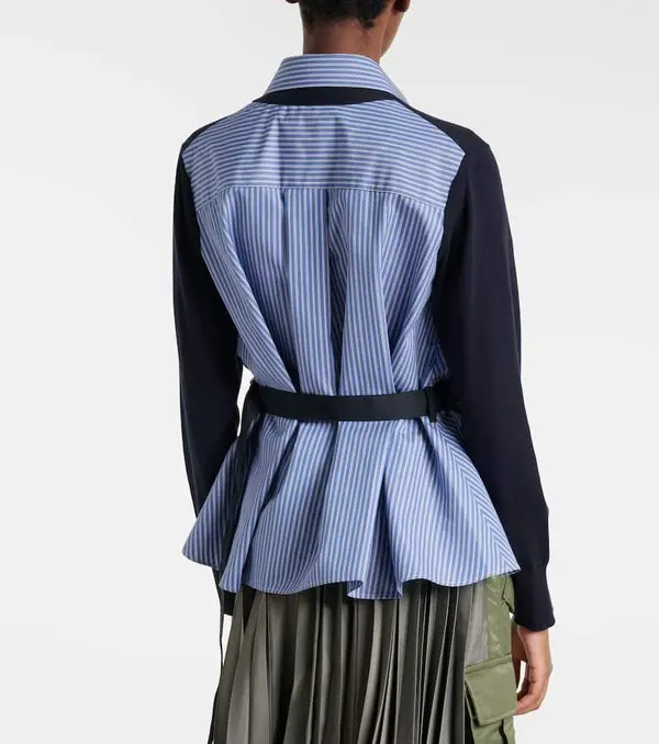 Sacai Layered Striped Cotton Cardigan