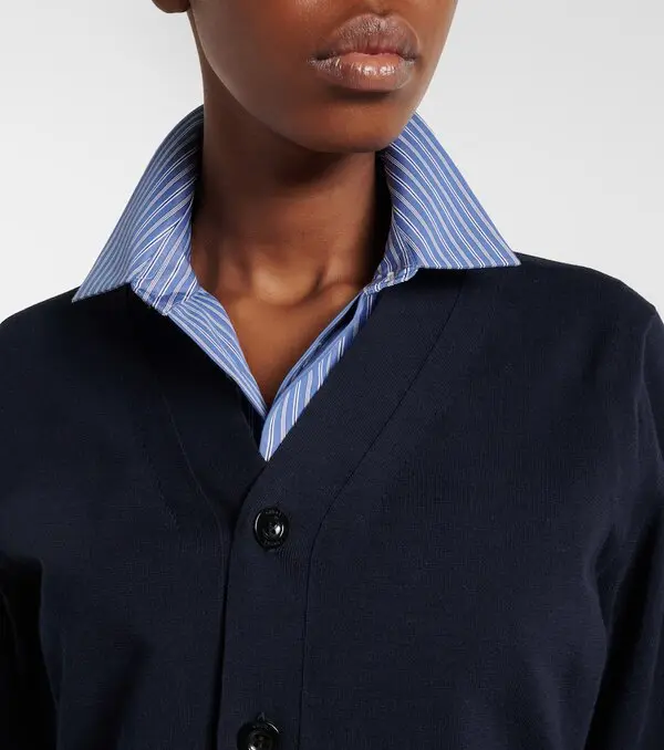 Sacai Layered Striped Cotton Cardigan