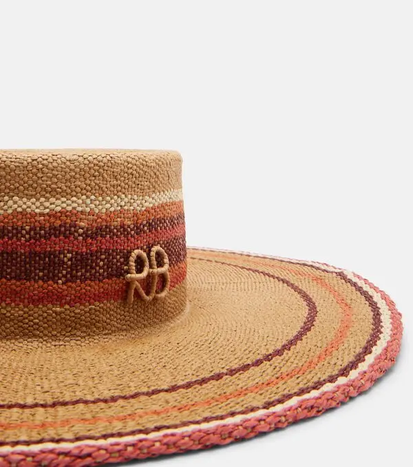 Ruslan Baginskiy Striped Straw Hat With Logo