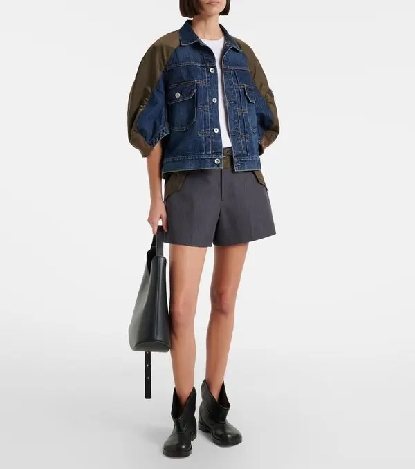 Sacai Denim And Twill Jacket - Blue