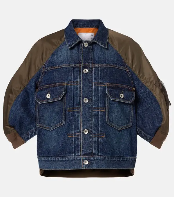 Sacai Denim And Twill Jacket - Blue