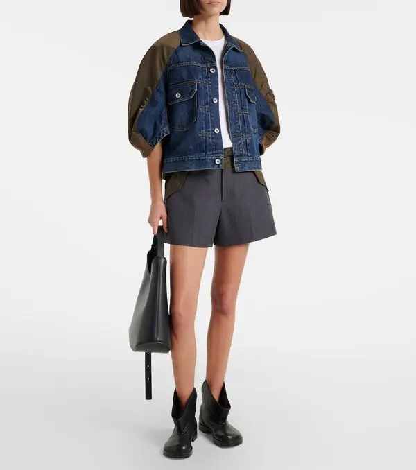 Sacai Denim And Twill Jacket - Blue
