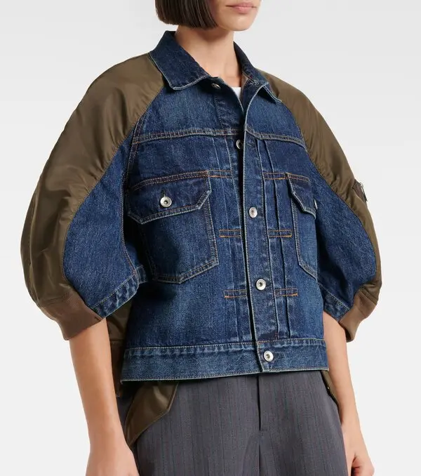 Sacai Denim And Twill Jacket - Blue