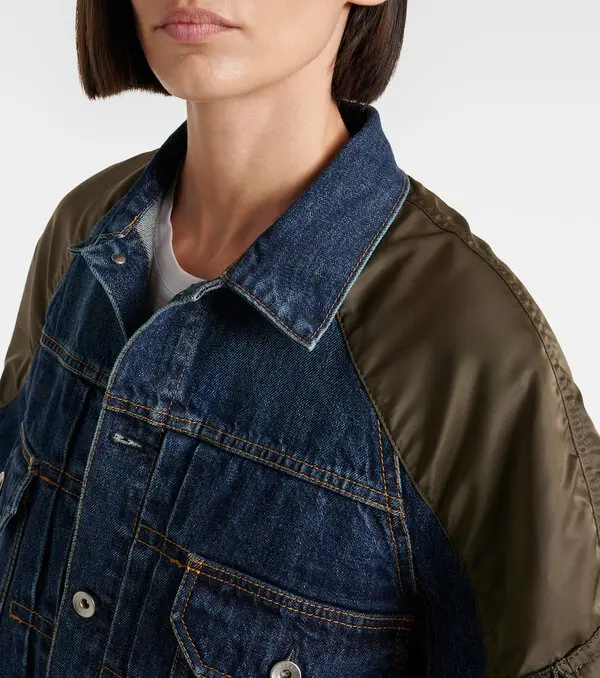 Sacai Denim And Twill Jacket - Blue