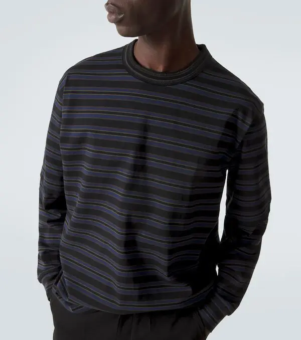 Sacai Striped Cotton T-shirt