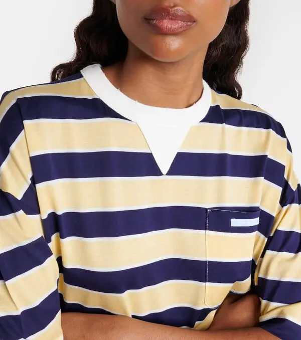 Prada Striped Cotton Jersey T-shirt - Yellow