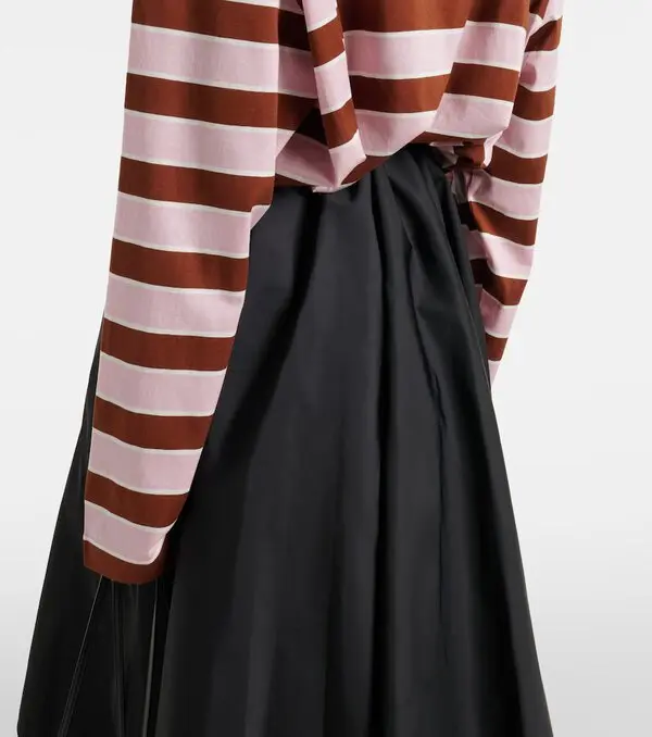 Prada Striped Cropped Cotton Jersey Polo Shirt - Pink