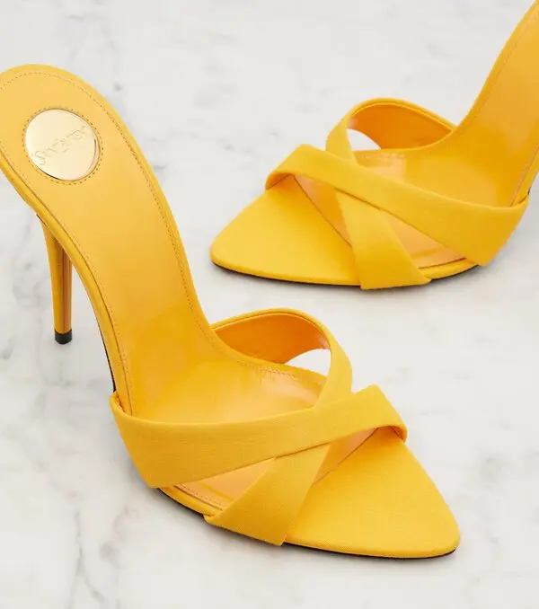 Saint Laurent Kirat Crepe Satin Mules - Yellow