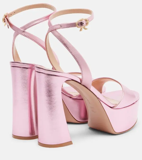 GIANVITO ROSSI Nancy 110 Leather Platform Sandals - Pink