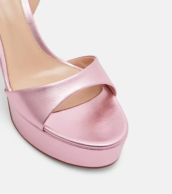 GIANVITO ROSSI Nancy 110 Leather Platform Sandals - Pink