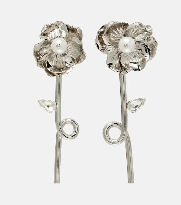 Simone Rocha Crystal And Faux Pearl Earrings - Silver