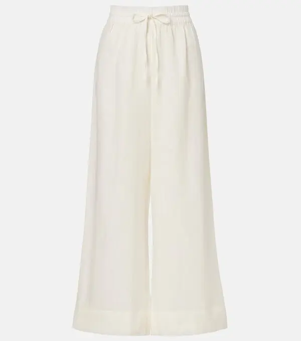 Polo Ralph Lauren Cropped Linen And Cotton Wide-leg Pants - White