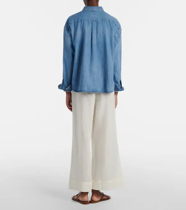 Polo Ralph Lauren Cropped Linen And Cotton Wide-leg Pants - White