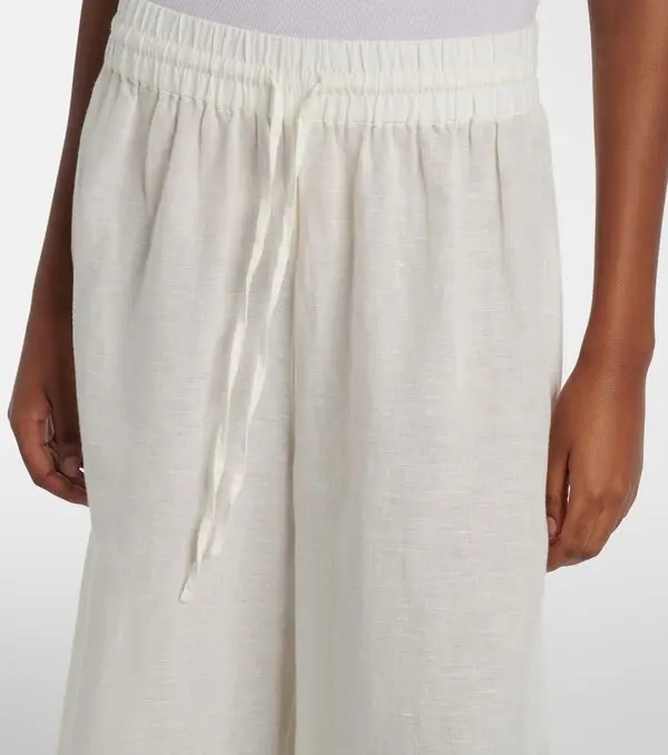 Polo Ralph Lauren Cropped Linen And Cotton Wide-leg Pants - White