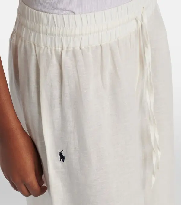 Polo Ralph Lauren Cropped Linen And Cotton Wide-leg Pants - White