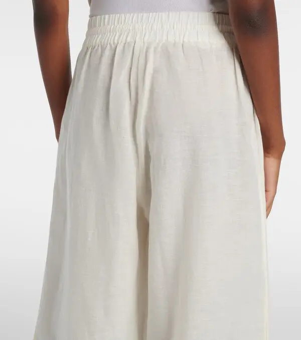 Polo Ralph Lauren Cropped Linen And Cotton Wide-leg Pants - White