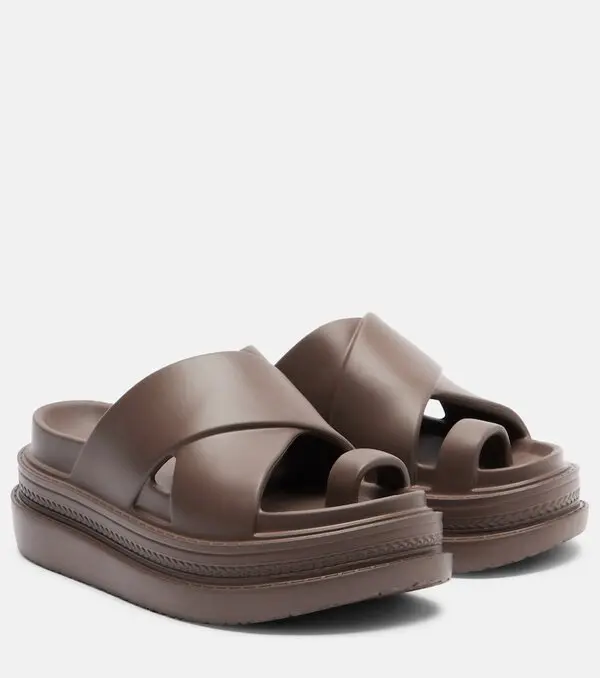 Sacai Platform Slides With Open Toe - Brown