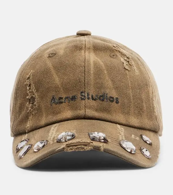 Acne Studios Embellished Cotton Canvas Baseball Cap - Green