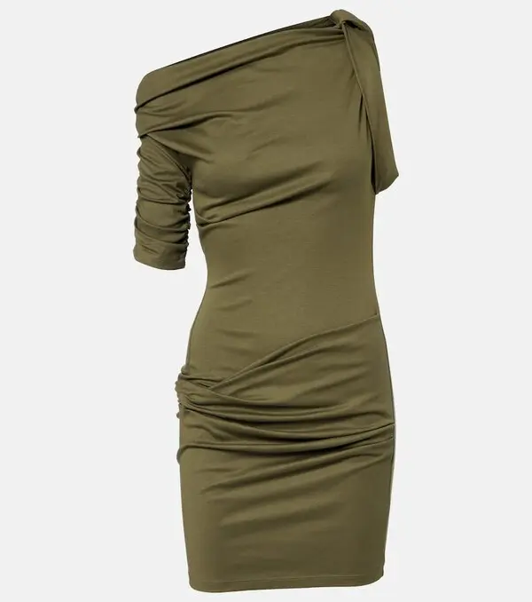 Jacquemus Draped Cotton And Silk Minidress - Green