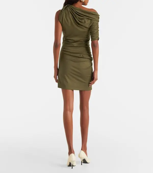 Jacquemus Draped Cotton And Silk Minidress - Green