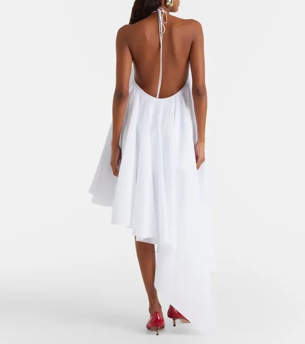 Jacquemus Triangle Asymmetric Cotton-blend Minidress - White