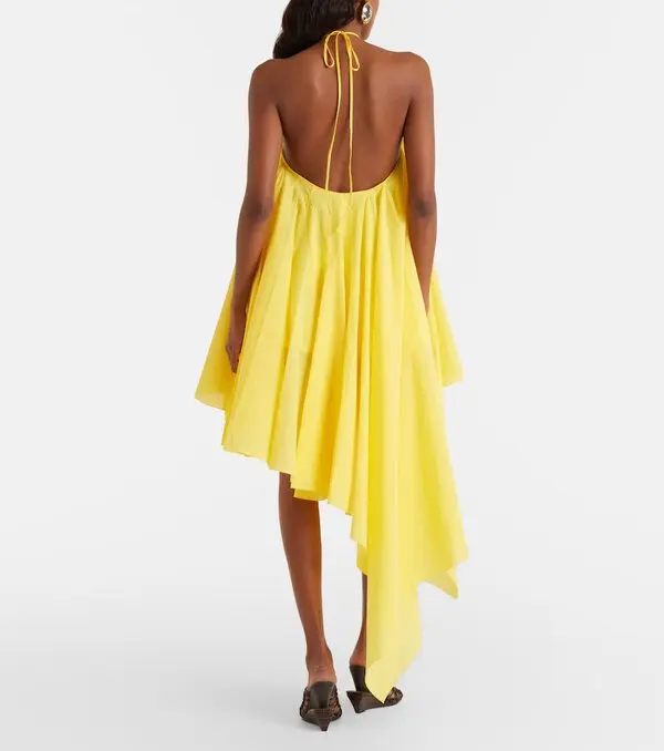 Jacquemus Triangle Asymmetric Cotton-blend Minidress - Yellow