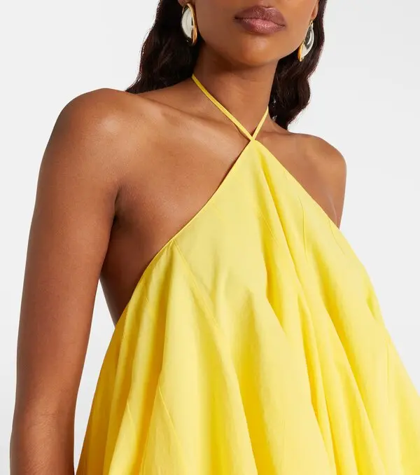 Jacquemus Triangle Asymmetric Cotton-blend Minidress - Yellow