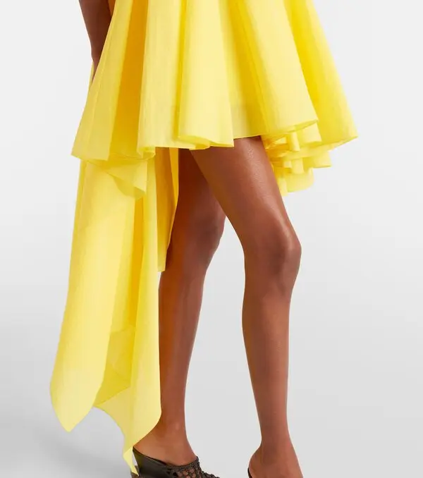 Jacquemus Triangle Asymmetric Cotton-blend Minidress - Yellow