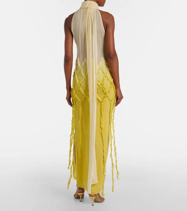 Blumarine Embellished Crepon Maxi Dress