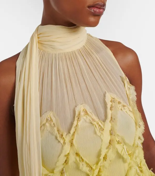 Blumarine Embellished Crepon Maxi Dress