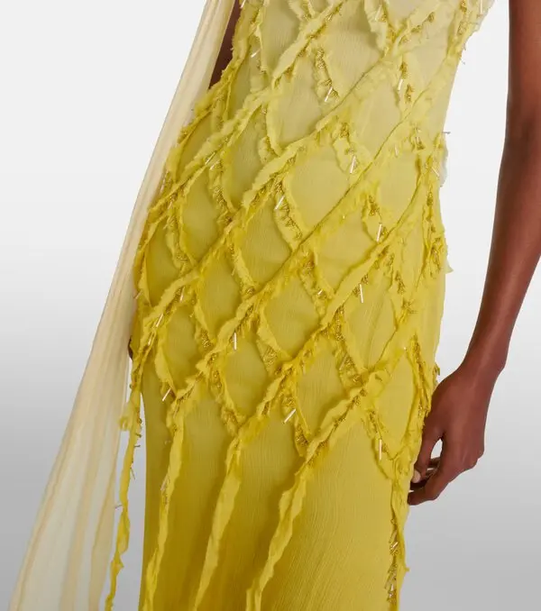 Blumarine Embellished Crepon Maxi Dress