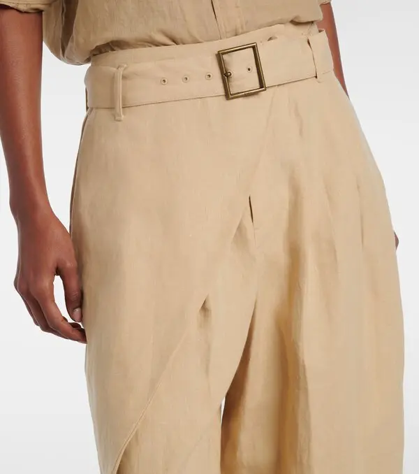 Polo Ralph Lauren Belted Barrel-leg Linen Pants