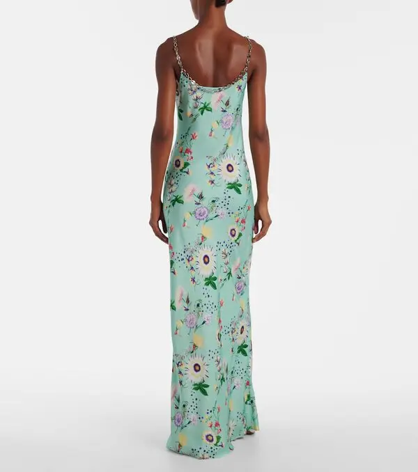 Rabanne Chain-detail Floral Maxi Dress - Multicoloured