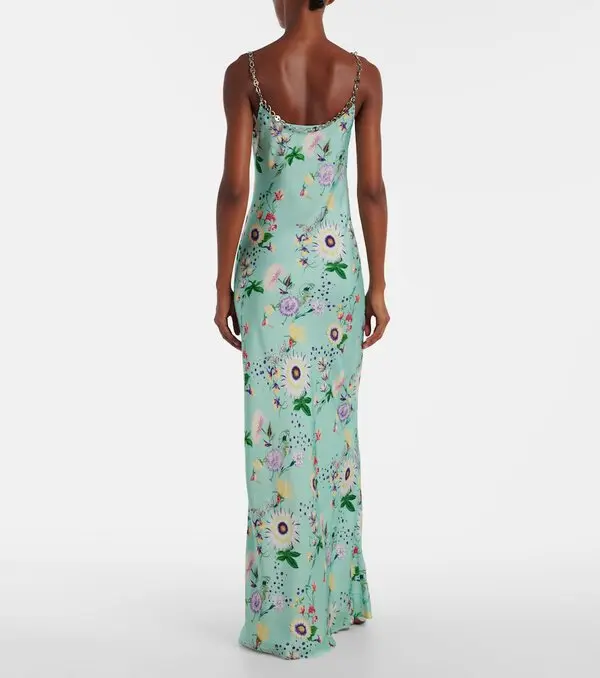Rabanne Chain-detail Floral Maxi Dress - Multicoloured