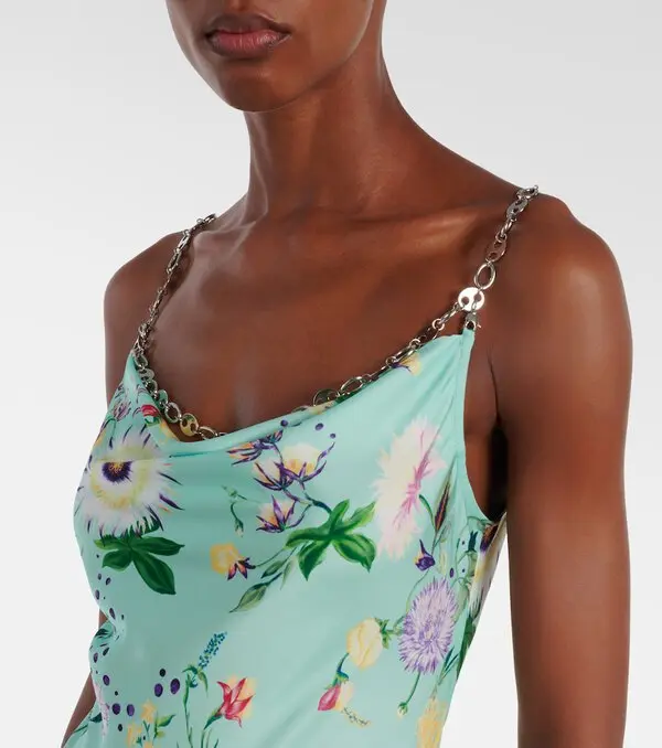 Rabanne Chain-detail Floral Maxi Dress - Multicoloured