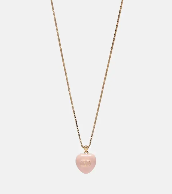 Valentino Garavani Cœur Royal Enamel Pendant Necklace - Pink