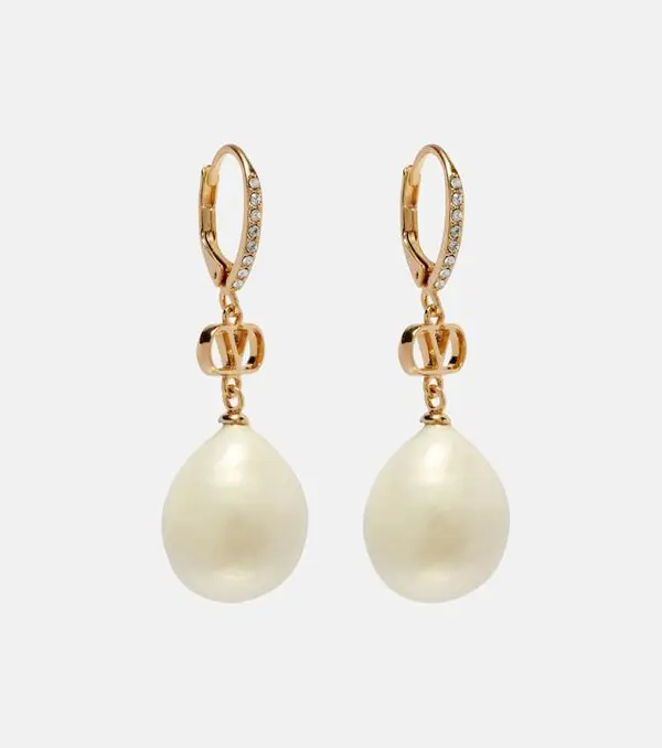 Valentino Garavani Vlogo Faux Pearl Drop Earrings - Gold
