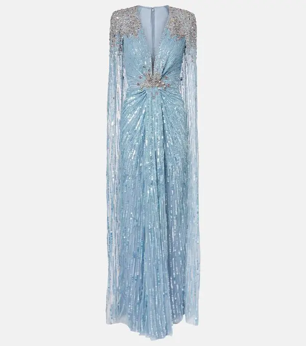 Jenny Packham Symphony Embellished Caped Gown