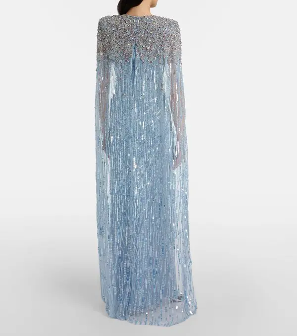 Jenny Packham Symphony Embellished Caped Gown