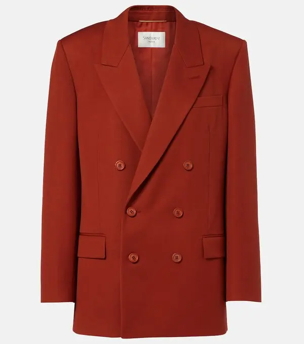 Saint Laurent Wool Gabardine Double-breasted Blazer - Brown