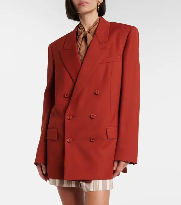 Saint Laurent Wool Gabardine Double-breasted Blazer - Brown