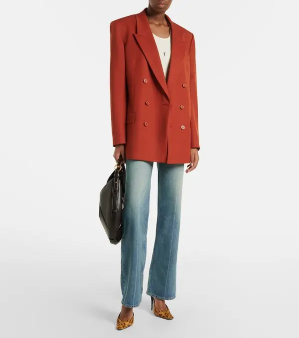Saint Laurent Wool Gabardine Double-breasted Blazer - Brown