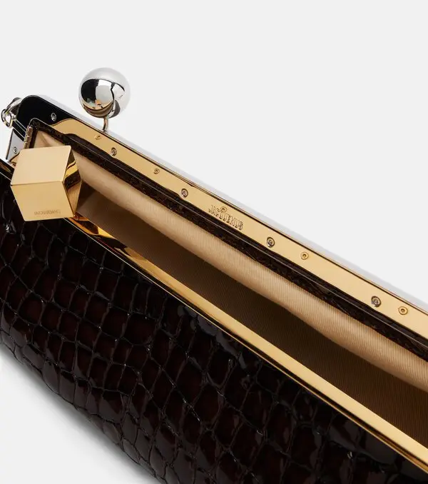 Jacquemus Salon Croc-effect Leather Clutch - Brown