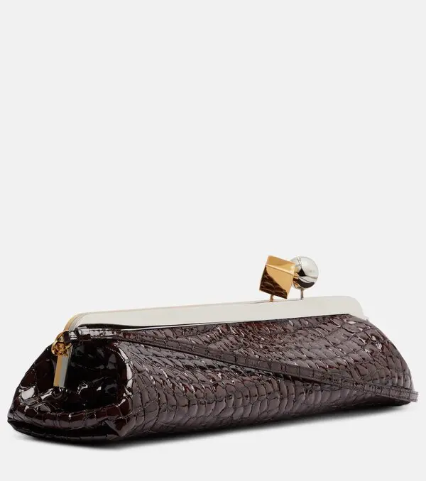 Jacquemus Salon Croc-effect Leather Clutch - Brown