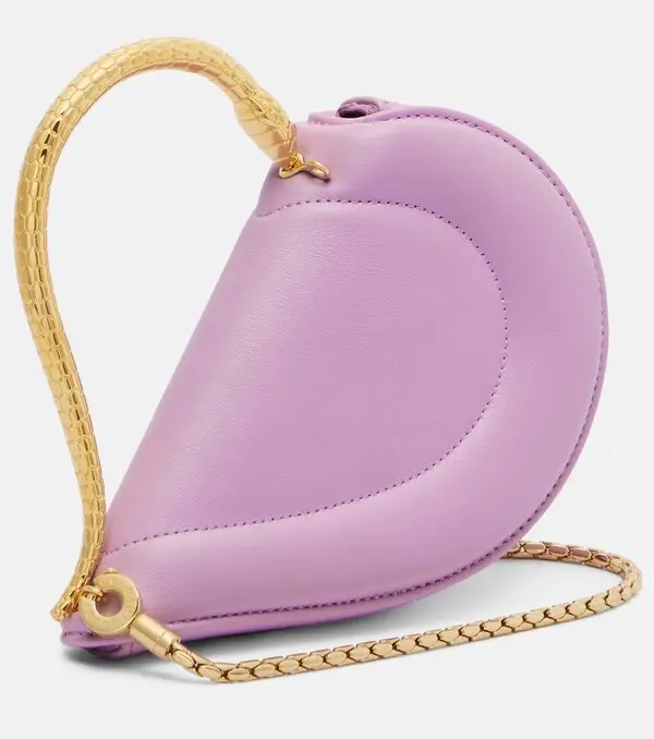 BVLGARI Serpenti Cuoricino Leather Top-handle Bag - Purple