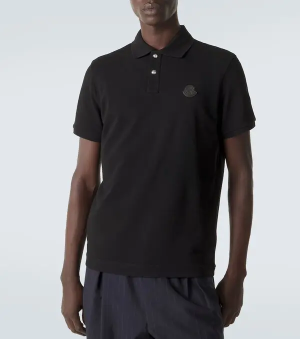 Moncler Logo Cotton Polo Shirt - Black