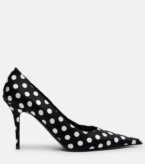 Amina Muaddi Barbara 90 Polka-dot Satin Pumps - Black