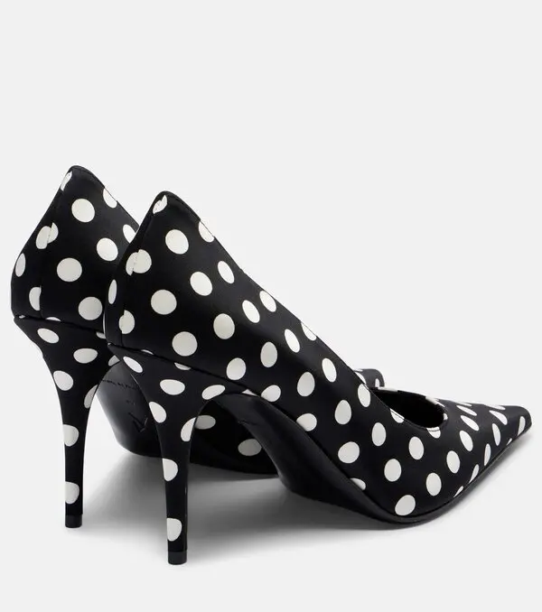 Amina Muaddi Barbara 90 Polka-dot Satin Pumps