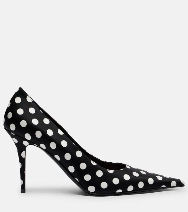 Amina Muaddi Barbara 90 Polka-dot Satin Pumps