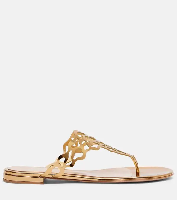 GIANVITO ROSSI Metallic-leather Almond Toe Sandals